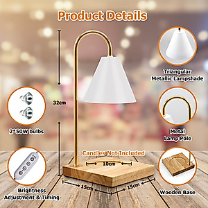 KELLODY Candle Warmer Lamp, Dimmable Candle Warmer with Timer, Compatible with Yankee Candle Large Jar Candle, Safety Night Lamp for Home Scented Jar Candles Heater with 2 Bulbs