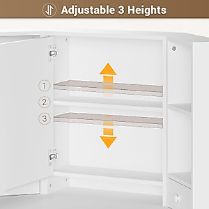 BTHFST Corner Vanity Desk with Lights and Charging Station, Makeup Vanity with Lights, Vanity Set with Mirror and Storage Stool, Makeup Table with Drawers, Rotating Shelves, White