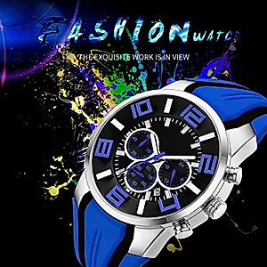 findtime Blue Mens Sport Watches for Men Reloj para Hombre Colorful Analog Wrist Watch Chronograph for Running Training Stopwatch