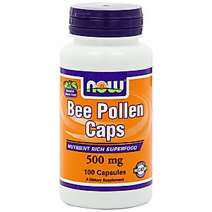 NOW Bee Pollen, 500mg, 100 Capsules (Pack of 3)