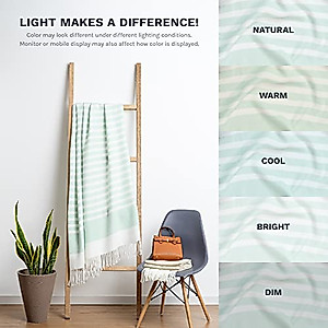 Striped Throw Blanket - Farmhouse Style Throws with Cabana Stripe Coastal Beach Pattern - Soft Light Woven Blankets with Stripes for Sofa, Bed, Outdoor, Patio - 50 x 60 in. (Light Green)