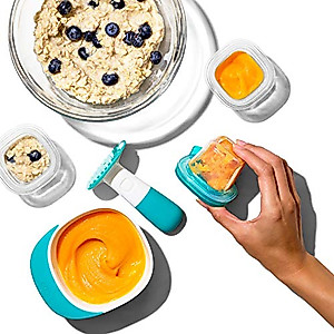 OXO Tot Silicone Baby Food Storage Containers, Teal, Set of Six 2oz Containers