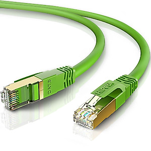 Cat8 Ethernet Cable 1FT, Indoor&Outdoor, Heavy Duty High Speed 26AWG Cat8 Network LAN Cable 2000Mhz, 40Gbps with Gold Plated RJ45 Connector, Weatherproof S/FTP UV Resistant for Router,Modem,PC Green