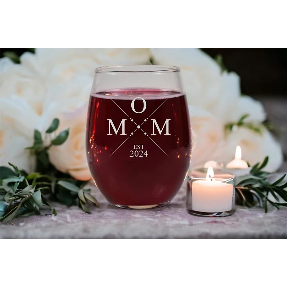 JohnPartners993 Mom Est 2024 Great Pregnancy Announcement Gift New Mom Established 2024 First Time Father Wine Glass