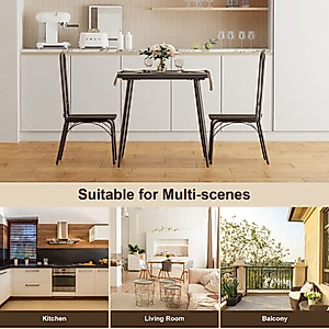 Gizoon 30" Dining Table Set for 2, 3-Piece Romantic Kitchen Table and Chairs with 1.2" Thick Board for Home, Apt, Balcony, Space-Saving, Heavy-Duty, Black