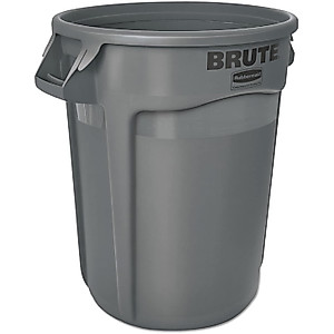Rubbermaid Commercial 263200GY Round Brute Container Plastic 32 gal Gray (One Pack)