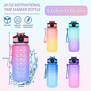 ROISDIYI Kids Water Bottle for School with Straw, 20 OZ Motivational Water Bottle BPA-Free Reusable Leak-proof Water Bottles with One-handed Opening Straw Lids, Anti-dust Spout Cover (Blue)