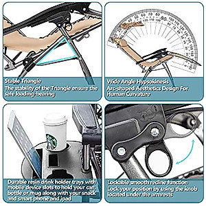 Bonnlo Zero Gravity Chair with Canopy Shade Patio Sunshade Lounge Chair, Folding Chair with Canopy Reclining Canopy Chairs with Cup Holder and Headrest for Beach Garden (Khaki)