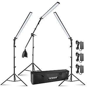Neewer 3-Pack 60 LED Video Lighting Kit with Adjustable Brightness, 2.24 Meters Light Stand