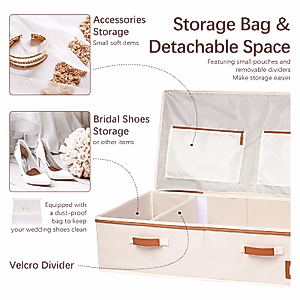 SUNAUMI Wedding Dress Storage Box, Large Shadeable Wedding Dress Preservation Box with Microfiber Gloves, 20 Sheets of Acid Free Paper and Dustproof Bag for Wedding Dress, Heirlooms, Gowns