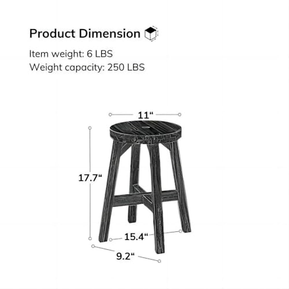 Acacia Wood Stool Round Small End Table, for Living Room Sofa Stool, Bedroom Makeup Stool, Bathroom Stool Wood 17.7" D x 11.4" W x 17.5" H, Natural Color