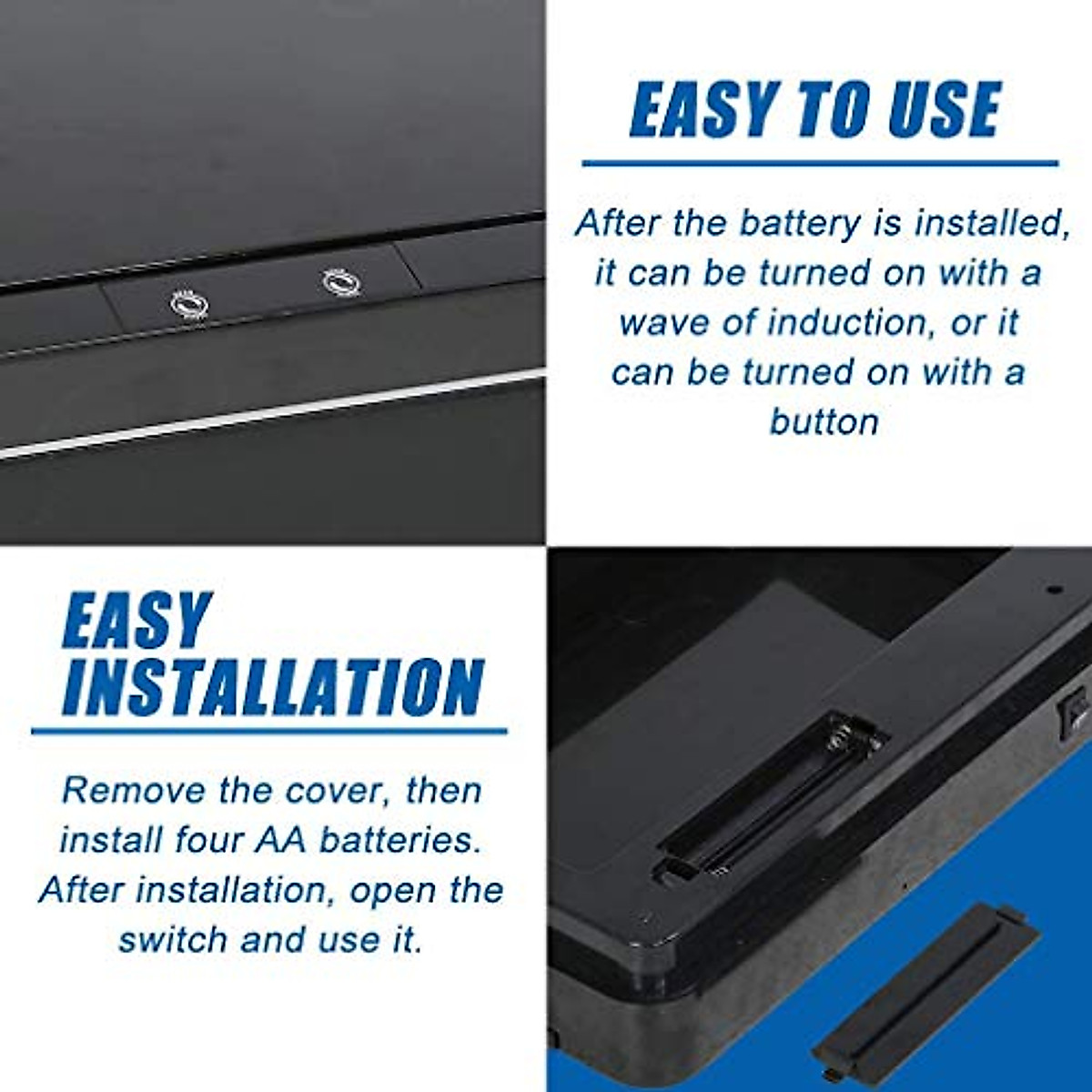 MeetPerfect 13 Gallon Trash Can with Lid Automatic Garbage Can Touch Free Waste Bin 50 Liter Plastic Trash Can with Inner Basket and Carry Handle for Kitchen Office Bedroom Living Room- Black