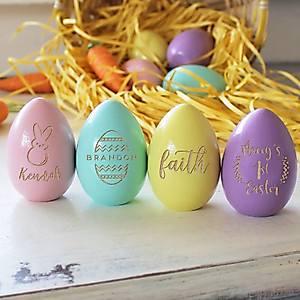 MYETCHEY Personalized Easter Egg Easter Basket Stuffers for Babies Baby Easter Easter Gifts for Toddlers Wood Easter Egg Easter Basket Stuffers for Toddler