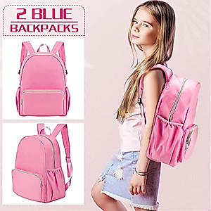 Cunno 2 Pcs Nylon Preppy Backpack for School Waterproof Lightweight Backpack Unisex Backpack for Teenage, Kids, Students (Pink)