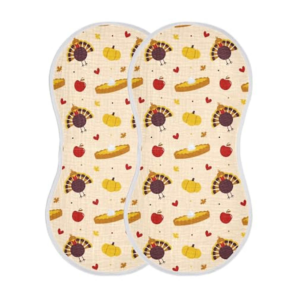 vvfelixl Thankgiving Turkey Pumpkin Apple Burp Cloths for Baby Boy Girls Baby Washcloths Burp Rags 1 Pack Beige