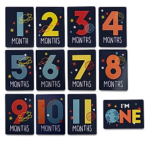 Fisher Price Space Explorer Baby Milestone Sheet, Fitted Crib Sheet Cotton Stars Space Themed Nursery Bedding 28x52” Fitted Crib Sheet for Boys