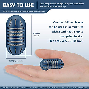 Anyhow Demineralization Ultrasonic Humidifier Replacement Cartridges, Filter Mineral Deposits, Prevents Hard Water Build-Up, Eliminates White Dust, Removes Odor-10Pack