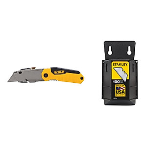 Dewalt DWHT11921A Folding Utility Knife and Heavy Duty Utility Blades with Dispenser Combo Pack