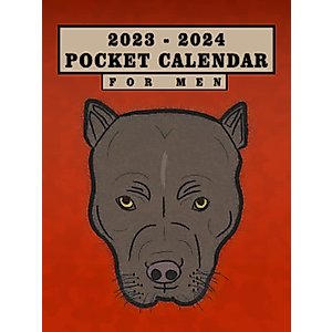 Pocket Calendar 2023-2024 For Men: Small Size 2 Year Planner | 4,5 x 6 Inches | Dog Pitbull Design | 24 Months Organizer (Calendars)