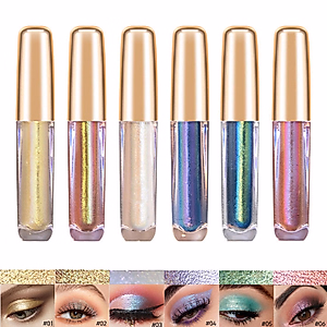 BONNIE CHOICE Metallic Liquid Chameleon Eyeshadow, 6 Colors Holographic Glitter Multichrome Eyeshadows Highly Pigmented Long-lasting Eye Shadow Makeup Kit Gifts for Women