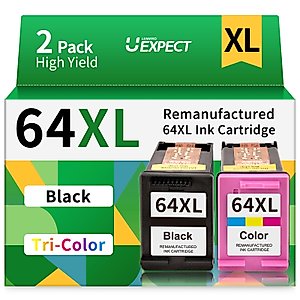 64XL Ink Cartridge Combo Pack Replacement for HP 64XL Ink Cartridges Fits for HP64 XL Printers HP Envy Photo 7855 7858 6252 6255 7800 7100 7155 7158 Tango Tango X Tango Terra Printer (Black/Tri-Color)