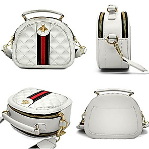 Beatfull Designer Bee Crossbody Bags for Women Stylish Round Quilted Shoulder Purse Small Leather Top Handle Cross Body Handbag