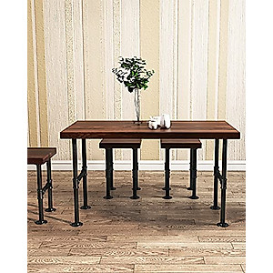 Niubid 28 Inch Industrial Pipe Table Leg Set - Iron Base LegsCoffee & End Tables, Desks, Nightstand - Vintage, Mid-Century Modern Aesthetic - Dark Grey Black Rough Pipes