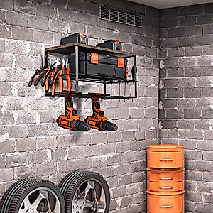 LING RUI 2 Pack Power Tool Organizer, Garage Organization and Storage, Drill Holder Wall Mount, Utility Rack for Cordless Drill, Gifts for Husband Men Dad Father Him