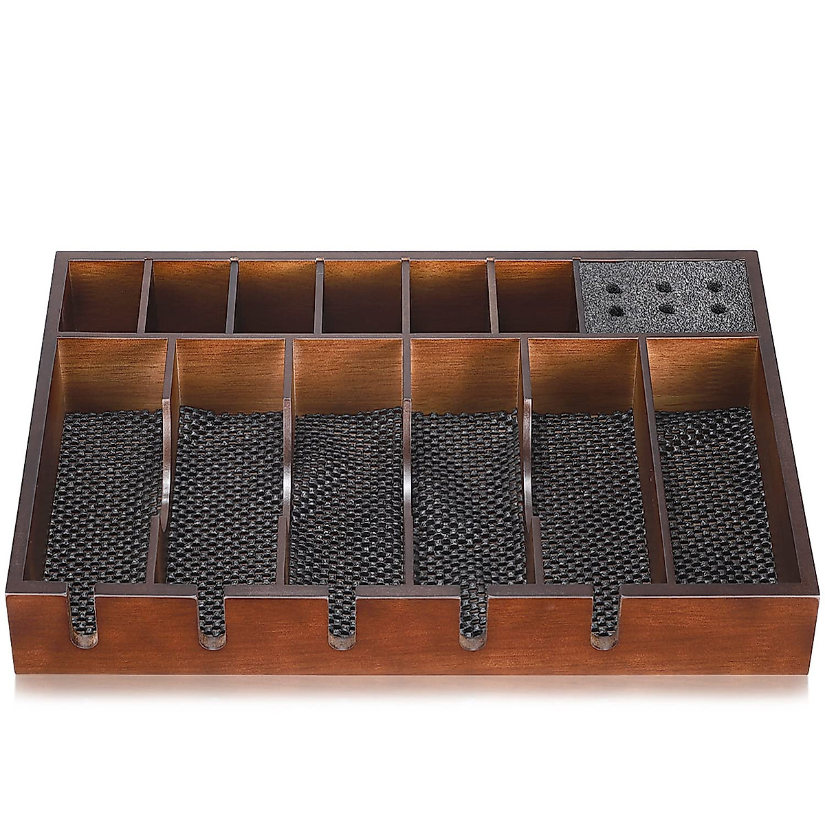 Noverlife Wooden Barber Clipper Tray, Anti-slip Hairdresser Clipper Organizer, Wood Barber Table Collector, Professional Hair Trimmer Holder, Cosmetic Container Razor Tool Case Box with 5 Slots