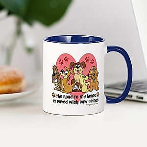 CafePress The Road To My Heart Dog Paw Prints Mug Ceramic Coffee Mug, Tea Cup 11 oz