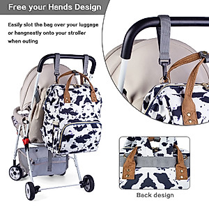 LIMHOO 4 in 1 Diaper Bag Backpack Set for Baby Girls Mom Large Capacity Waterproof Baby Care Bag Multi-Function Nappy Bag (Cow)