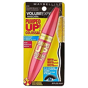 Maybelline New York Volum' Express Pumped Up! Colossal Waterproof Mascara, Classic Black, 0.32 Fl Oz, (K1569200)