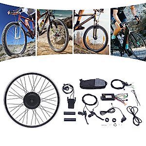 36V 500W Front Wheel Motor Kit for 24 Inches Electric Bicycle Conversion Kit E-Bike Motor Kit with with LCD Brushless Gear Hub Motor Thumb Knob Handle Kit Electric Bike Motor Kit (No Battery)