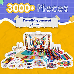 3000+ Pcs Arts and Crafts Supplies for Kids - Ultimate Craft Kit with 99 Activities Book for Boys & Girls Ages 4-6, 6-8, 8-12