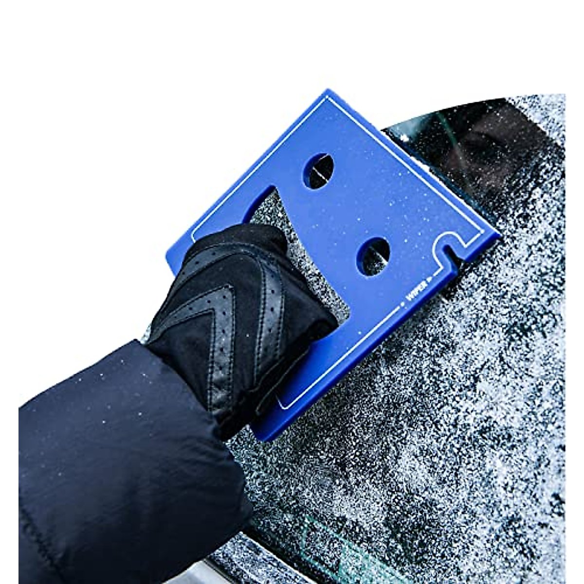 FrostGuard Scrape Buddy Car Ice Scraper Scrape with a Smile - Quickly Remove Frost, Ice and Snow from Your Vehicle Windows and Wiper Blades - Acrylic with Comfort Neoprene Sleeve - Blue Frost