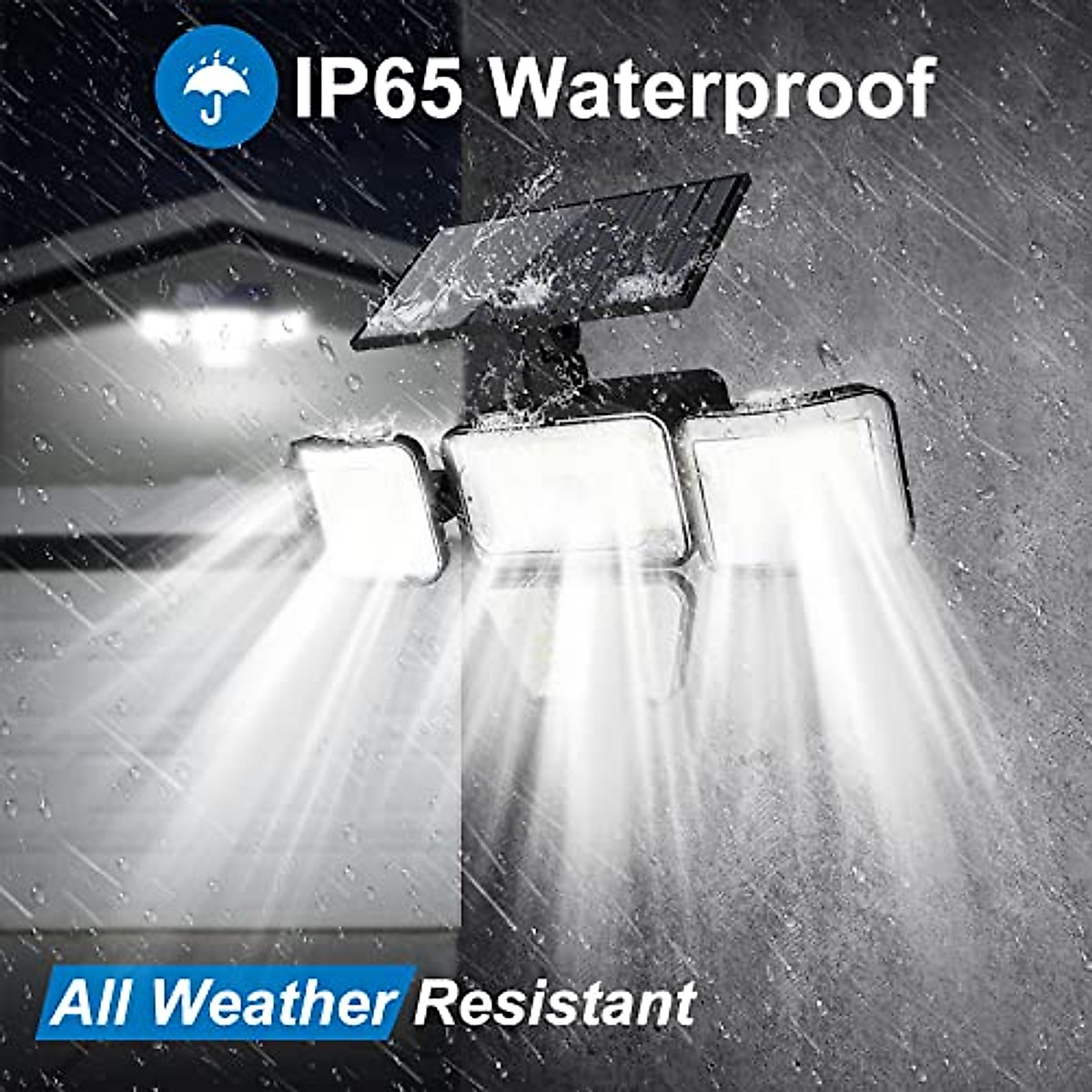 NUNET Solar Motion Sensor Lights Outdoor 278 LEDs PIR Security Solar Flood Lights w.Detachable 1.5W Solar Panel 3 Modes Remote IP65 Waterproof 4 Heads 270°Angle Wall Lamp for Shed Yard(1 Pack)