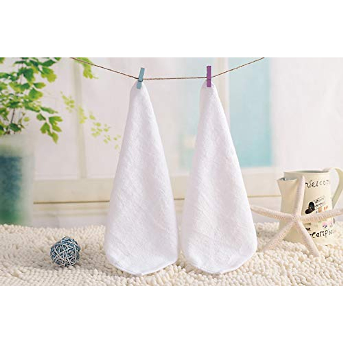 Tosnail 20 Pack 10" x 10" Ultra Soft Bamboo Fiber Baby Bath Washcloths and Towels - Assorted 5 Colors