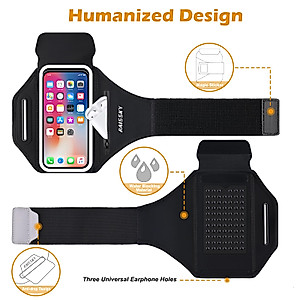 Running Armband with Airpods Bag 3D Design Cell Phone Armband for iPhone 14 13 Pro 14 Plus, Galaxy S20/S10 Water Resistant Sports Phone Holder Case & Zipper Slot Car Key Holder for 6.9 inch Phone