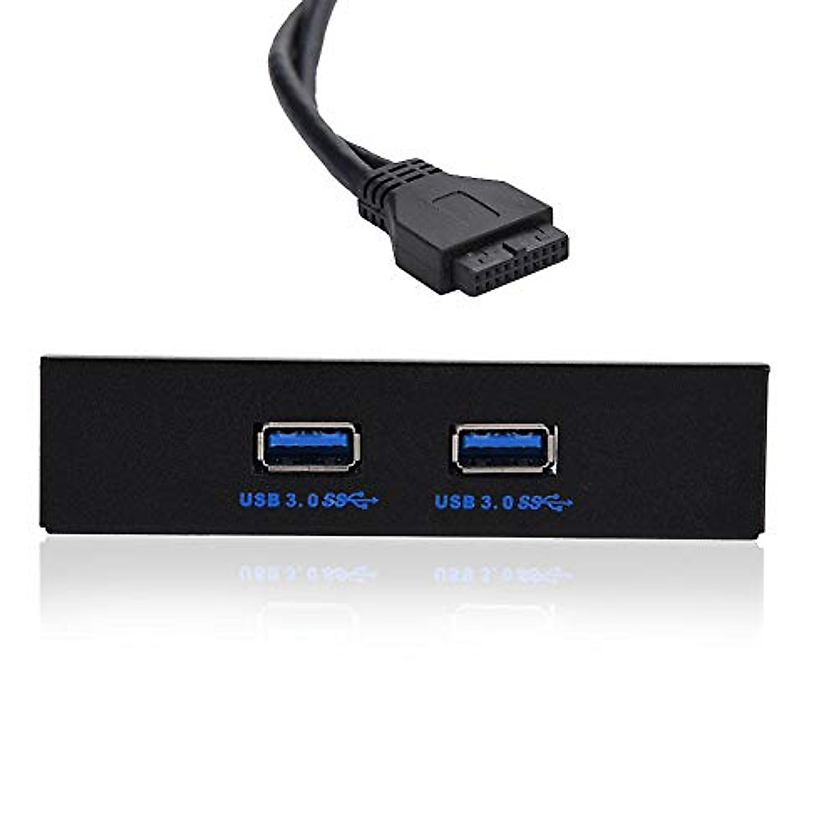ASHATA USB Front Panel,USB 3.0 Floppy Front Panel with 2-Port,3.5 inches Floppy Bay 19 Pin to 2 Interface USB3.0 HUB