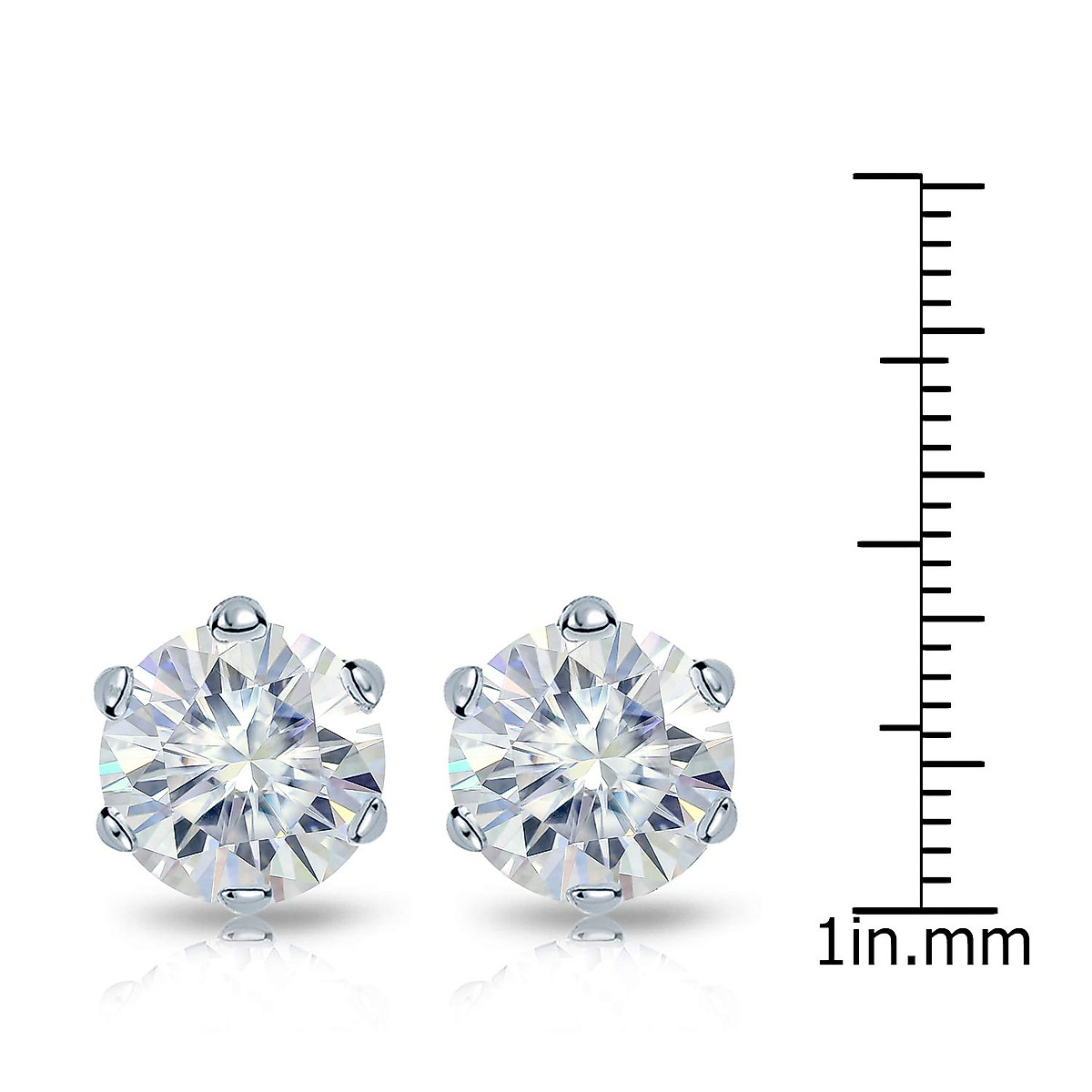 7 Carat Moissanite Round Stud Earrings for Women in 14k White Gold (J-K, TGW, 10 mm) 6-Prong Set Screw Back by Diamond Wish