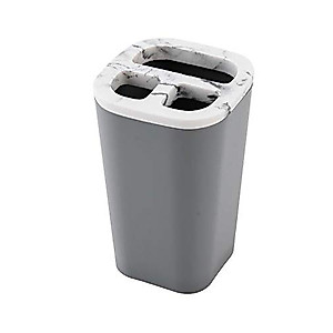 KRALIX Four Piece Bathroom Vanity Accessory Set - Includes Toothbrush Holder, Lotion Dispenser, Soap Dish and Tumbler - Grey