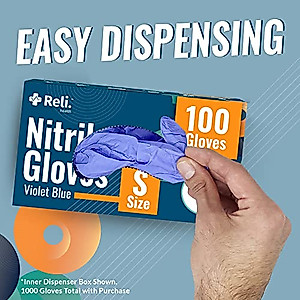 Reli. Nitrile Gloves, Small | 1000 Pack Bulk - Violet Blue | Disposable Gloves - Powder Free, Latex Free |Single-Use Nitrile for Cleaning, Automotive, Salon| Iris Blue, Food Safe