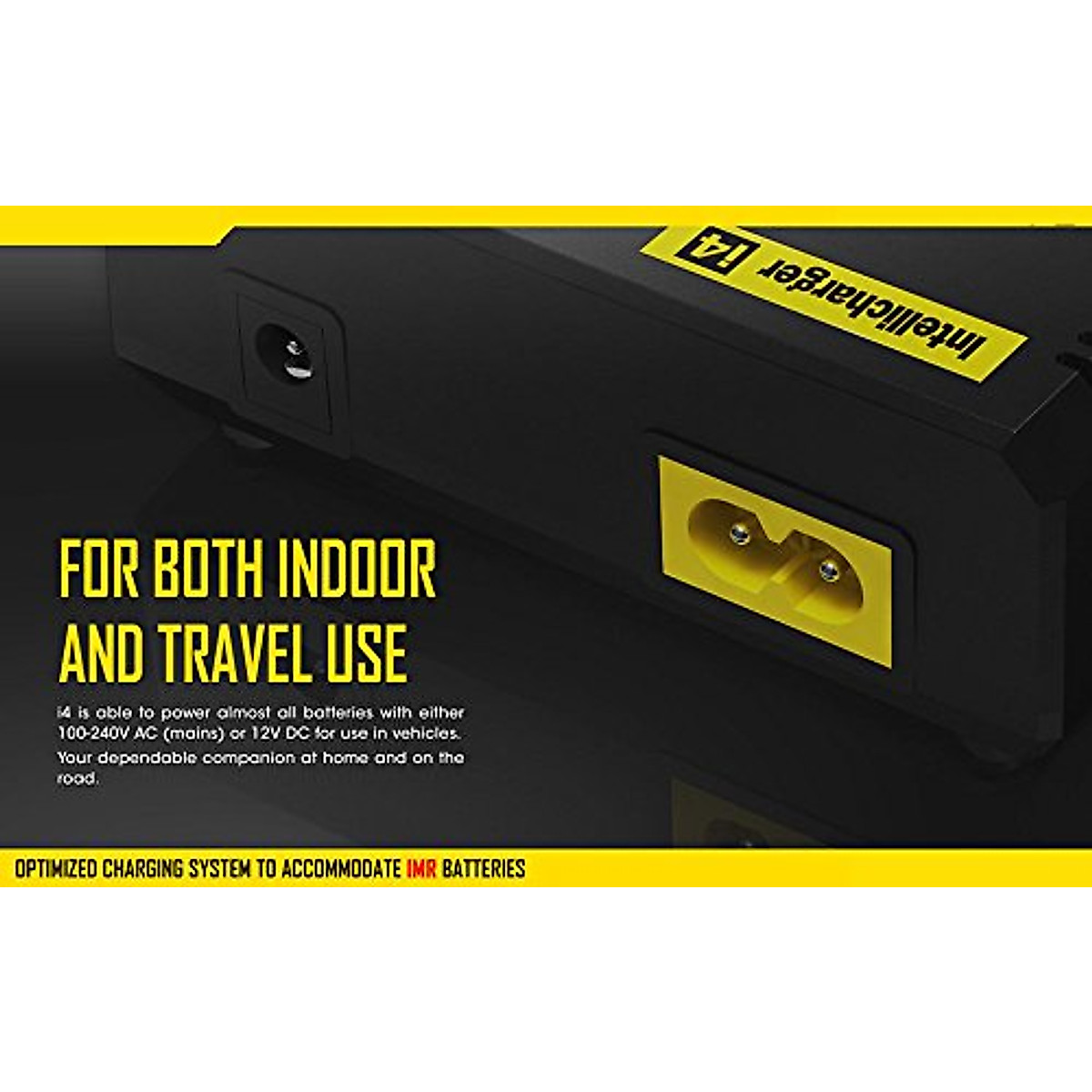 NiteCore Intellicharger New I4 V2 Universal 4 Channel Li-Ion Ni-Cd Ni-MH Smart Charger, Black