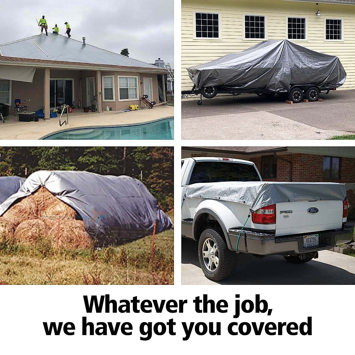 12x16 Heavy Duty Tarp, 10 Mil Thick, High Durability, Tear & Fade Resistant, UV Treated, Grommets Every 18 Inches (12' x '16')