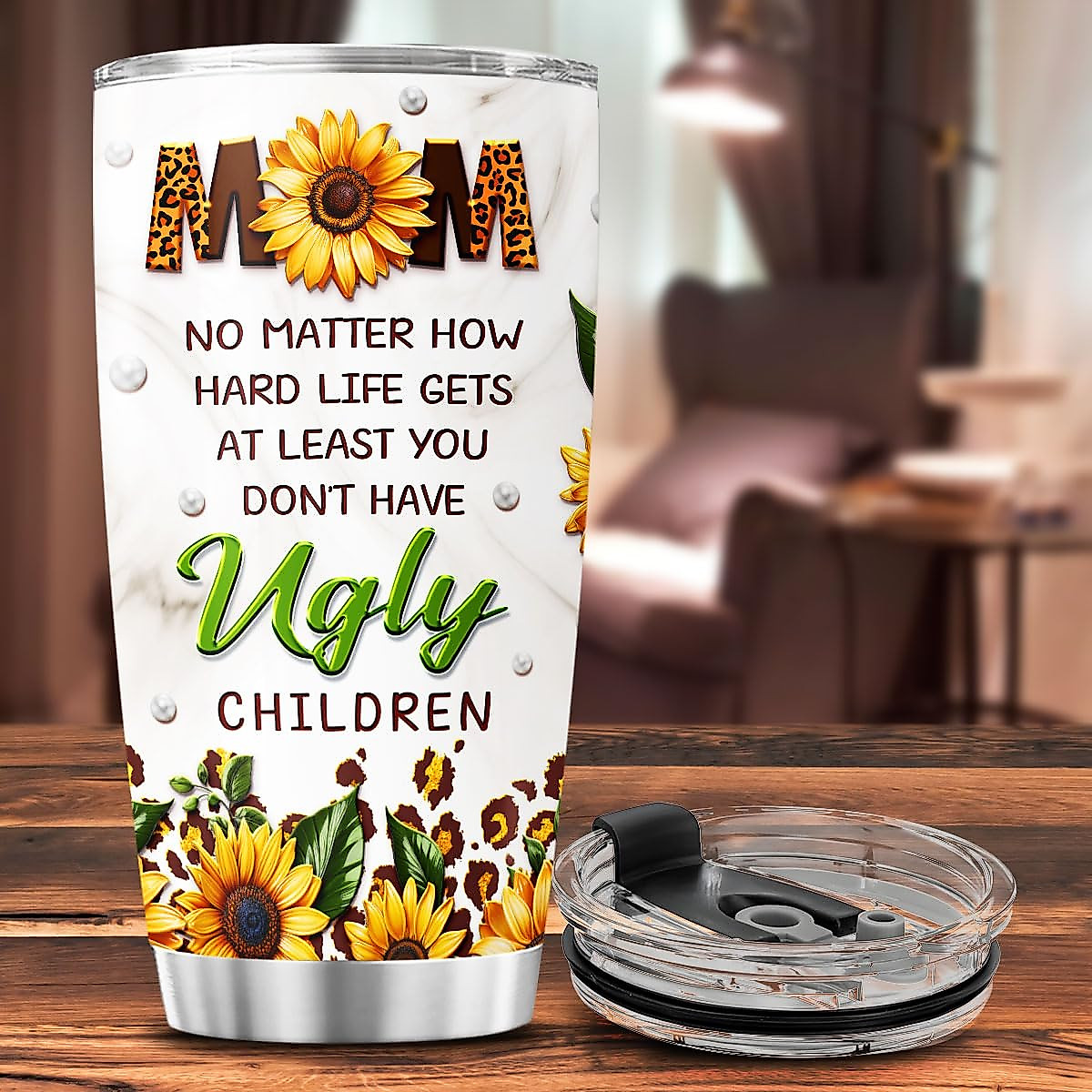 Mothers Sunflower Handle Tumblers Coffee For Funny Women Mother Mama Day Cups Insulated, Best Mom Ever, Tumbler 20 Oz With Lid And Straw, Best Mom Ever Gifts