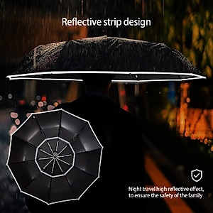 Umbrellas for Rain Windproof Travel Umbrella Folding Portable Compact Umbrella with Automatic Open Close for Men and Women Gray Reflective 46