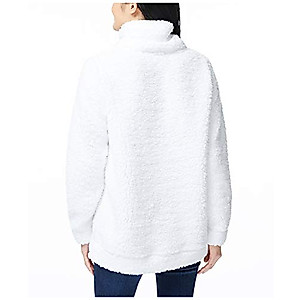 Nautica Women's Mock Neck Sherpa Sweater, Bright White, Medium