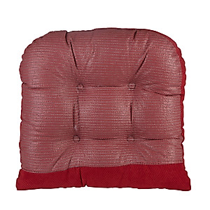 Klear Vu Gripper Overstuffed Universal Non-Slip Dining Chair Cushions for Kitchen Decor or Office Use, U-Shaped Skid-Proof Seat Pad, 15x15 Inches, 4 Count (Pack of 1), 04 Red