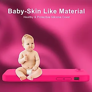 Goodon for iPhone SE 2022 3rd/SE 2020 2nd gen - iPhone 8/7 case with Screen Protector - Camera Protection - Liquid Silicone Shockproof Protective Phone Cover 4.7" for Women and Girls - Hot Pink