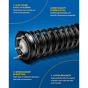 PHILTOP Front Struts Shock for CR-V 2007 2008 2009 2010 2011 2012 2013 2014, Shock Absorber 272492+272491, Struts with Coil Spring SAA091 2 Pcs
